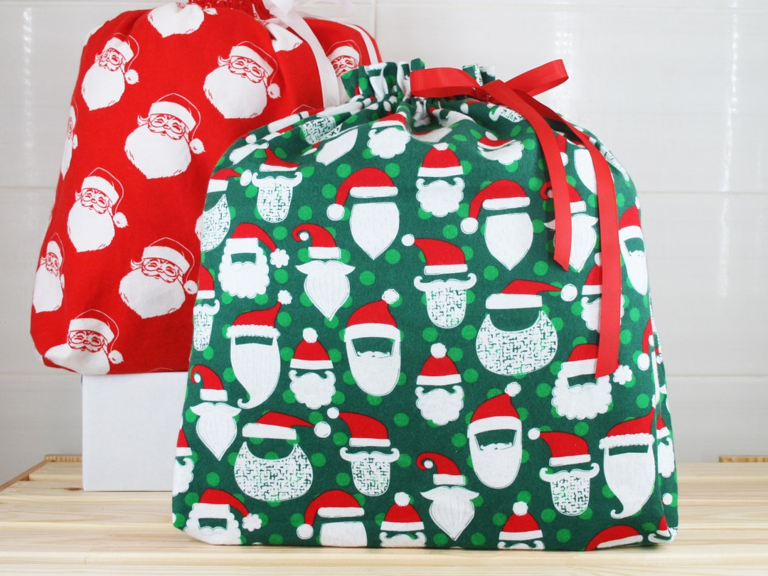 Flannel Santa Sack, Green Print, Large Christmas Gift Bag - Etsy
