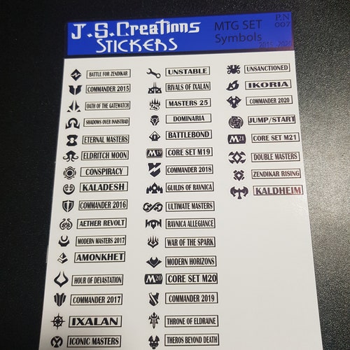 Magic the Gathering Set Symbols Sticker Sheet 2015 2021 - Etsy