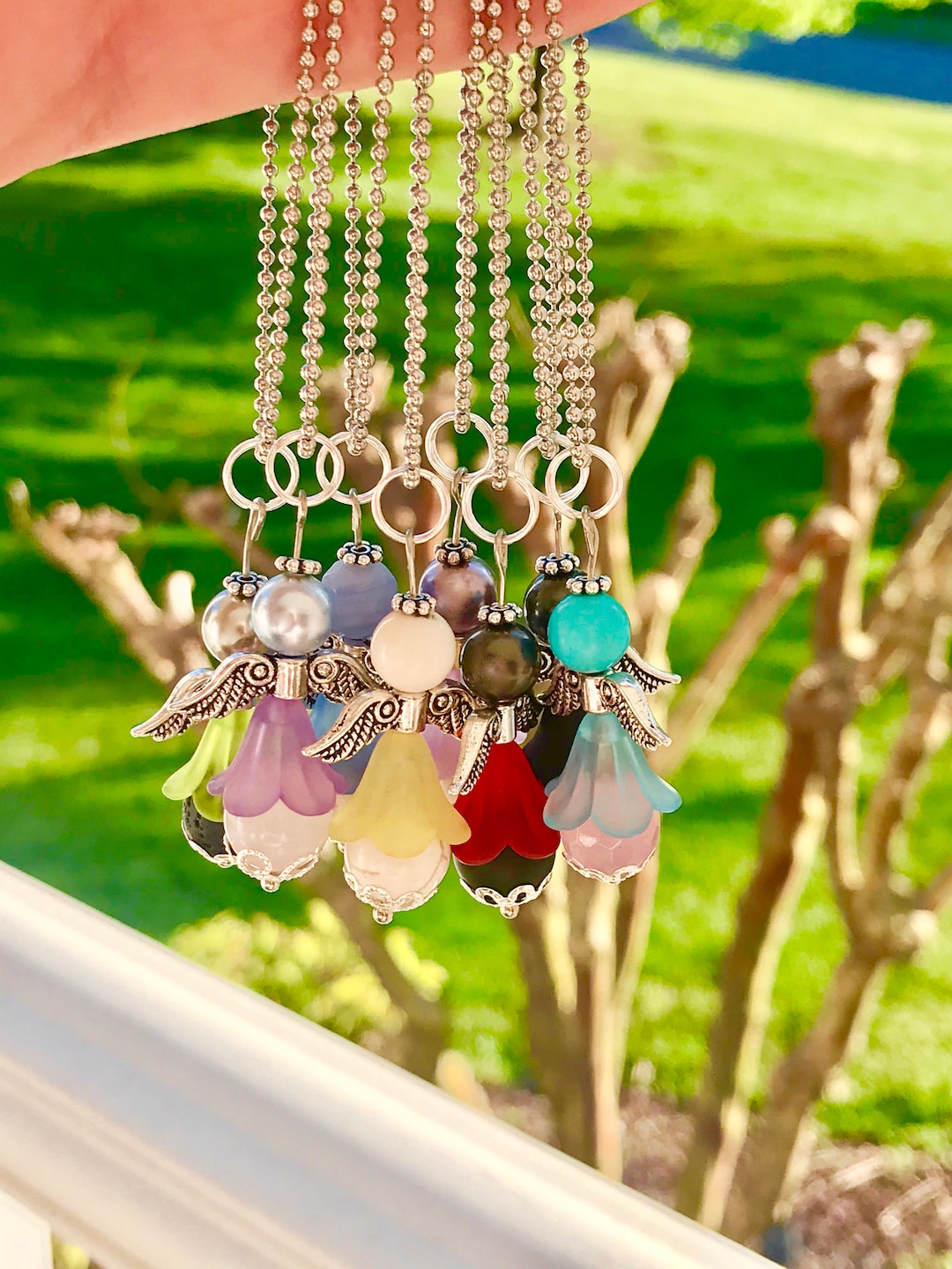 Guardian Angel Rearview Mirror Charm, New Driver Gift, Silver Car Angel ...