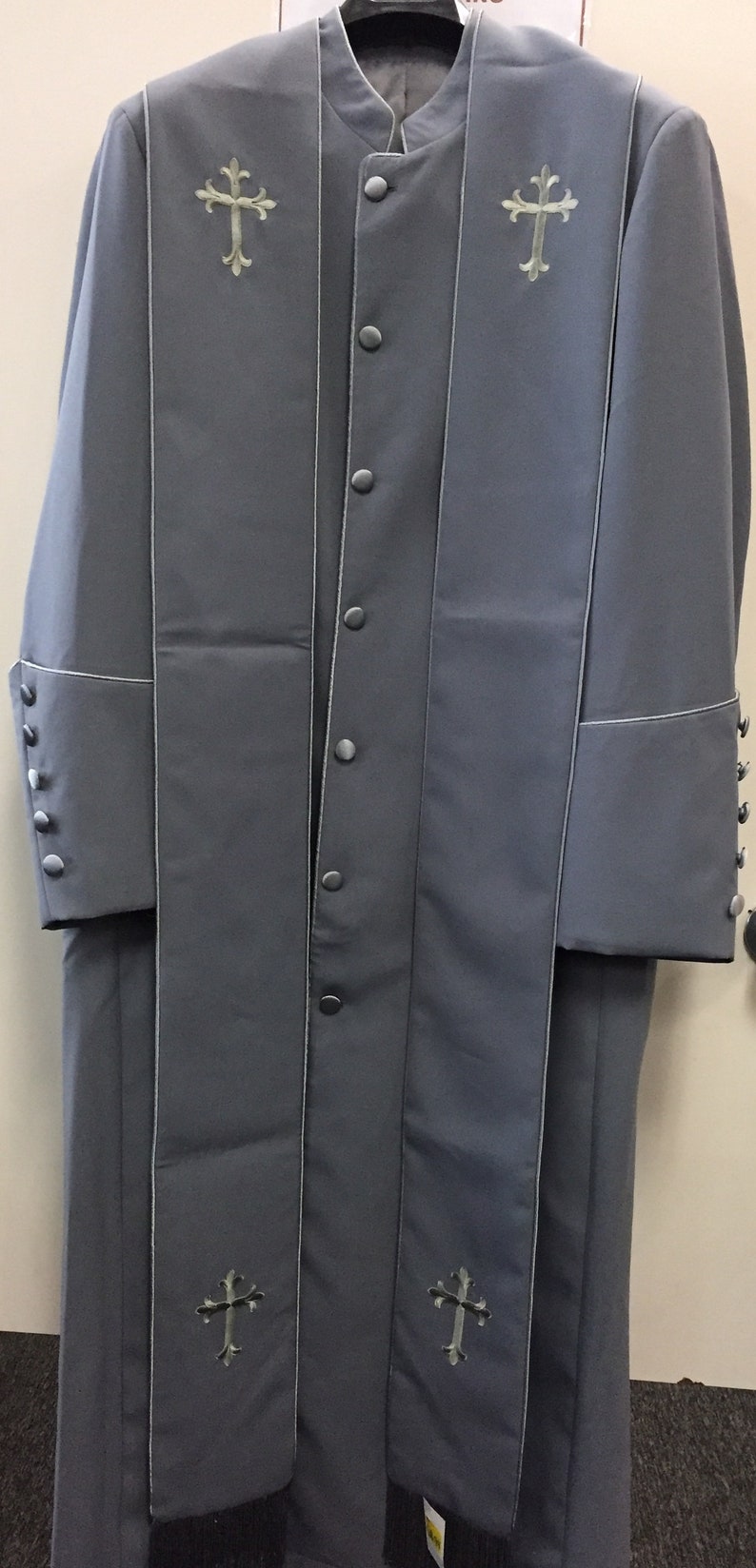 Clergy robe Mens Cassock Pastor RobeGreyGray CassockClergy | Etsy
