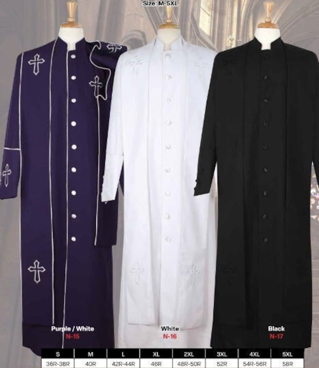 Clergy Robe Men's Cassock Pastor Robe With Matching Stole - Etsy