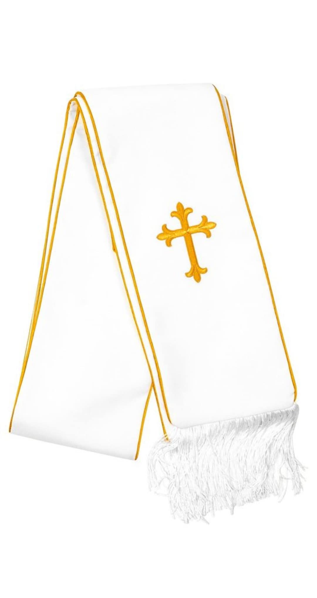 Embroidered Cross Clergy Stole - Reversible With Frills - Etsy