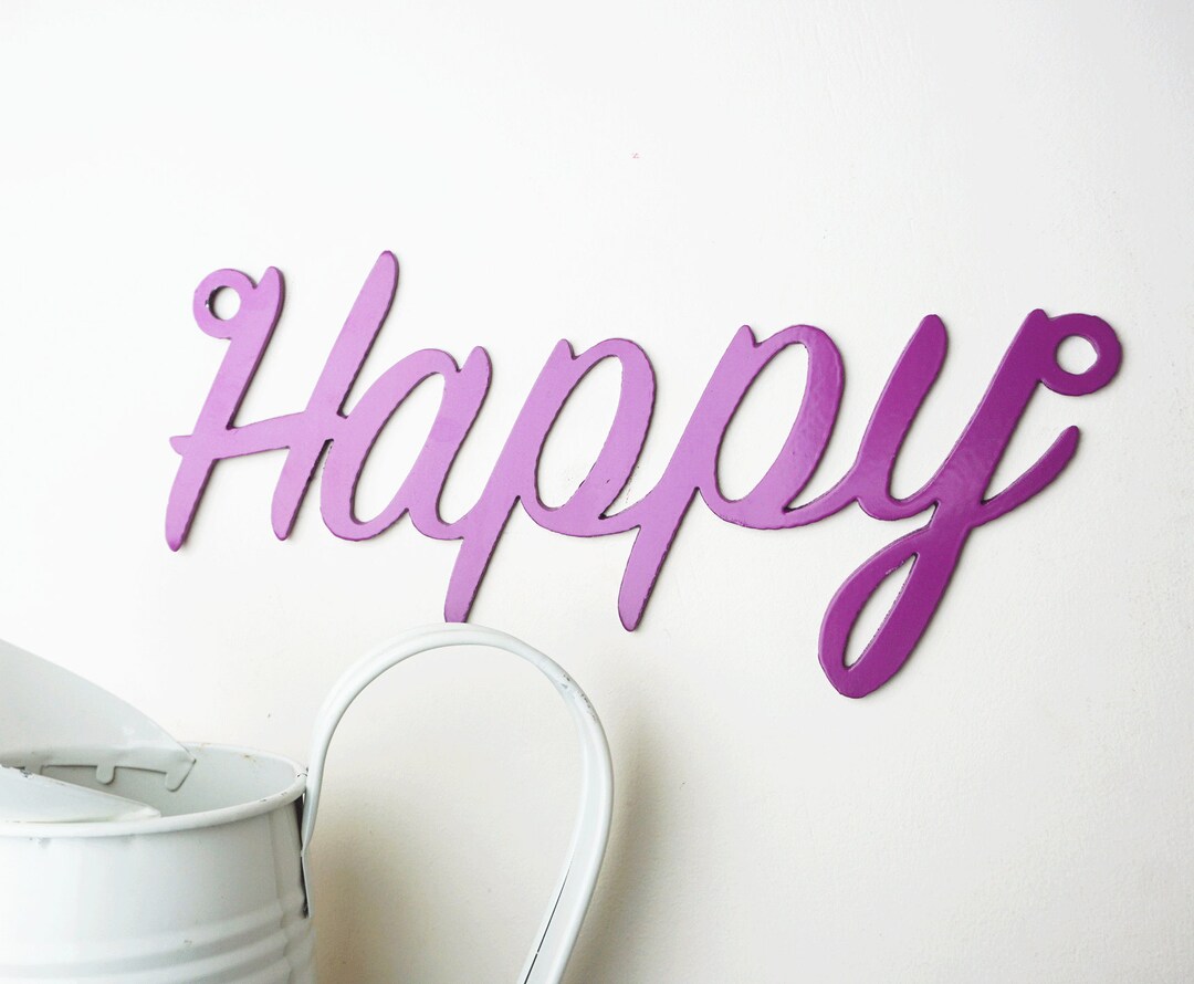 Metal Happy Sign - 3mm Mild Steel Wall Decor - Etsy