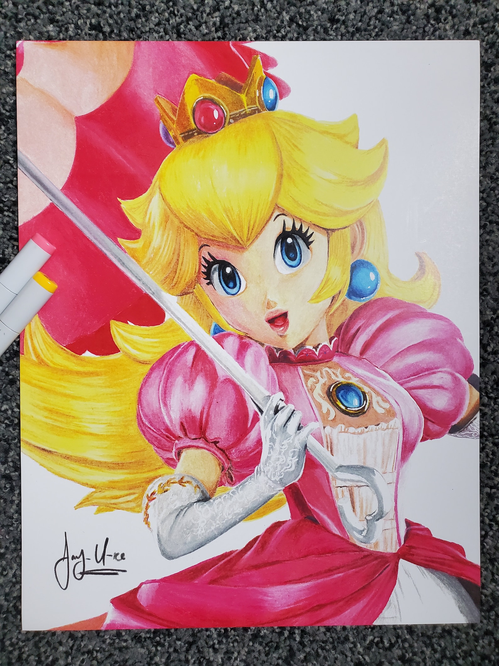 Princess Peach Super Mario Bros. Color Pencil Drawing - Etsy Canada