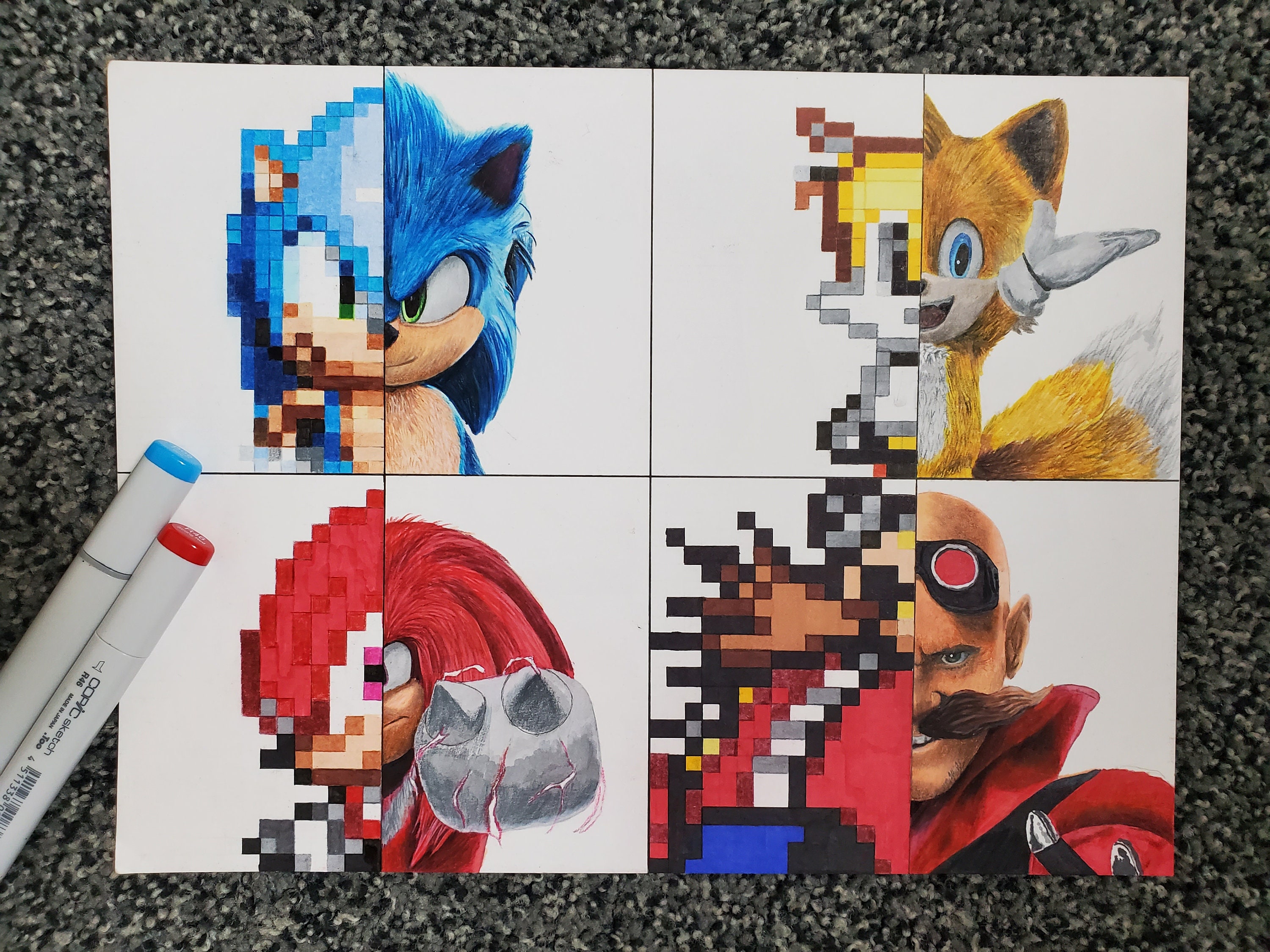 Sonic the Hedgehog Characters in Pixel Vs Movie Style - Etsy