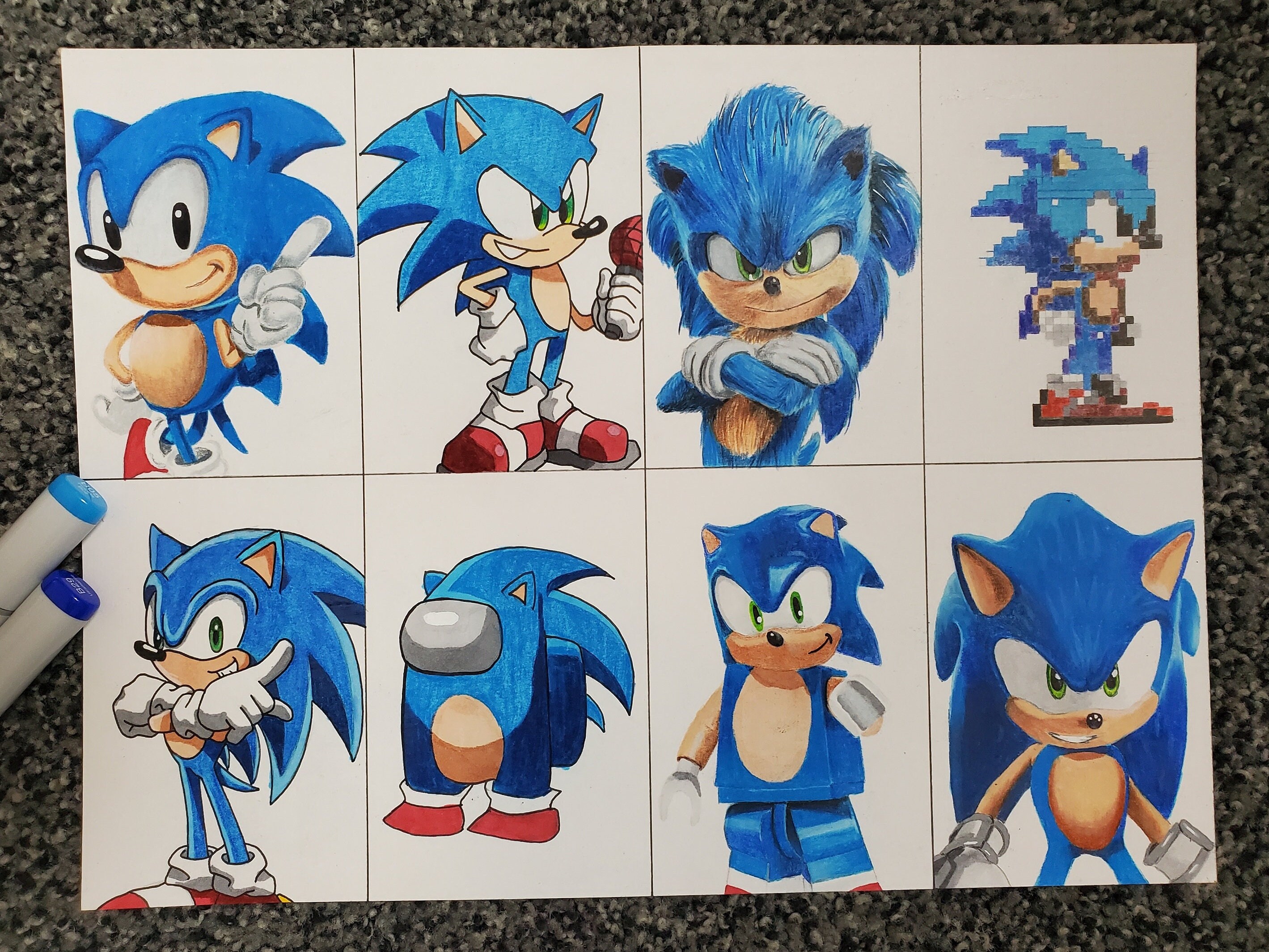 Sonic the Hedgehog in Different Art Styles - Etsy