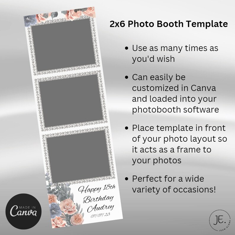 Wedding and Birthday Photo Booth 2x6 Template Photo Strip, Minimalistic ...