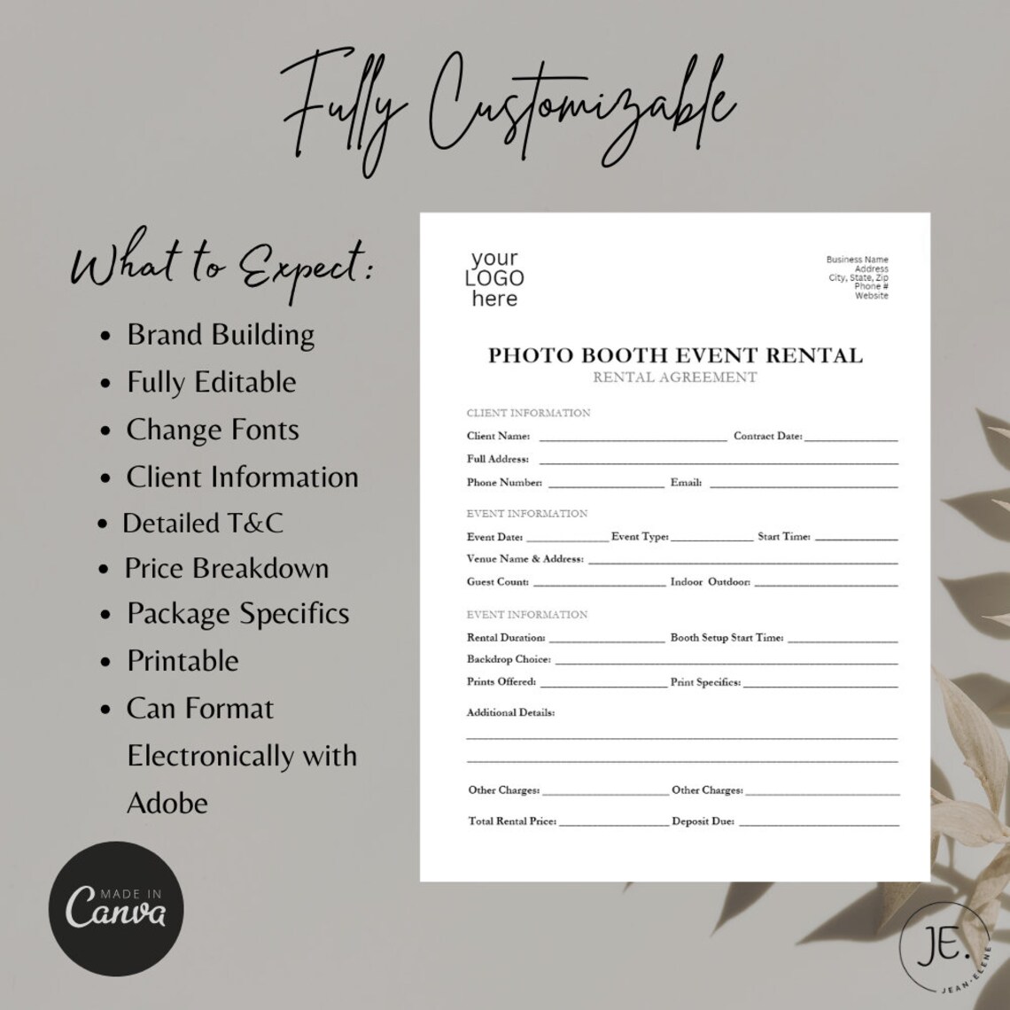 Editable Photo Booth Contract Template | Customizable Rental Agreement ...