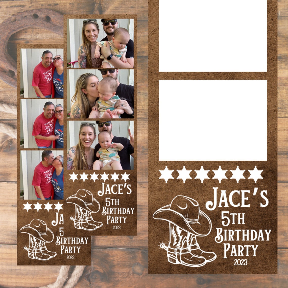 Rustic Western Cowboy 2x6 Photo Booth Template Photo Strip, 3 Poses ...
