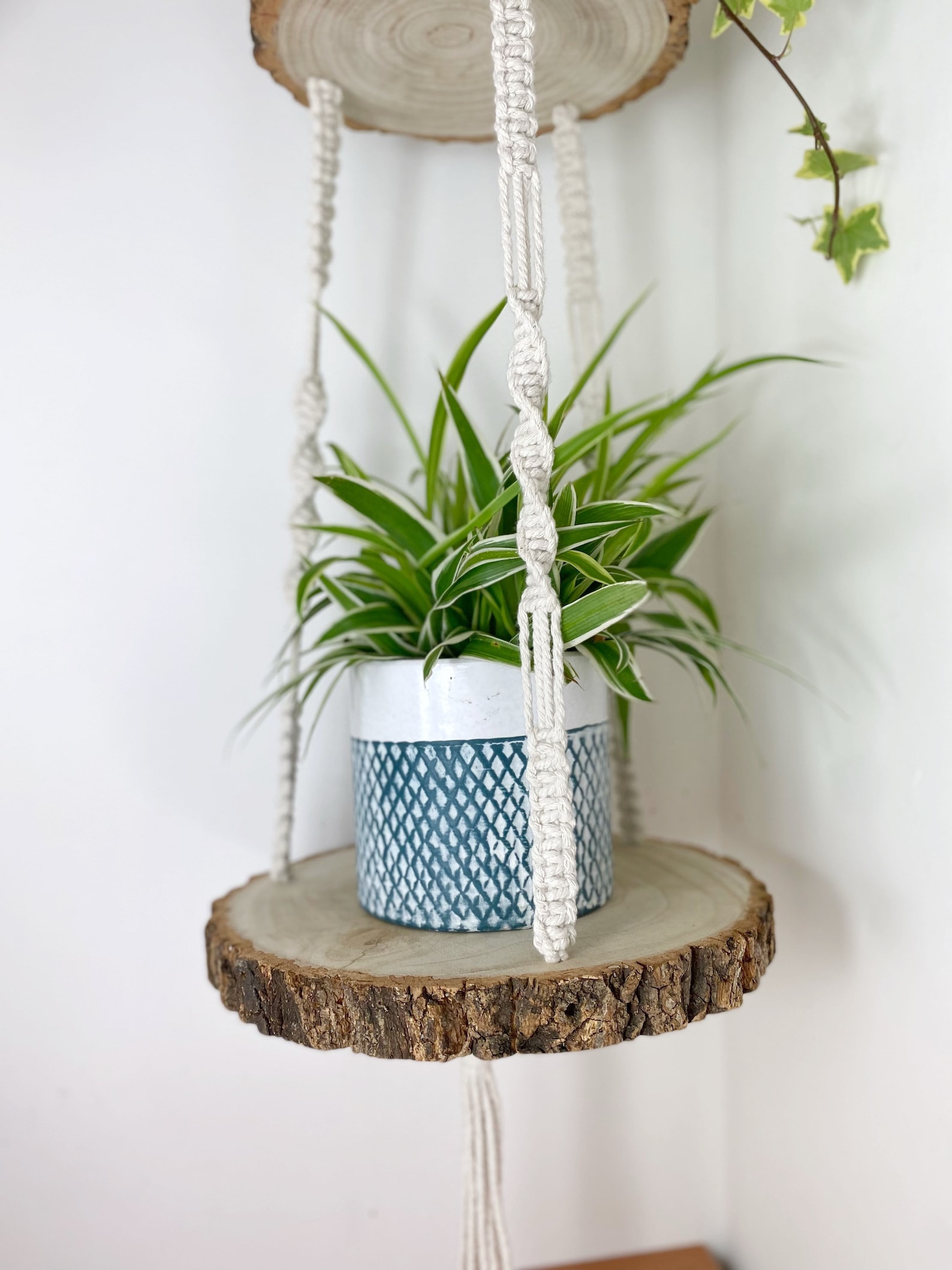 Macrame Double Wooden Hanging Shelf DIY Pattern - Etsy