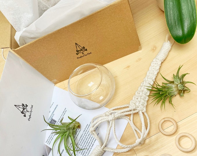 Beginner Macrame DIY Kit / Macrame Air Plant Holder Glass Bowl Included ...