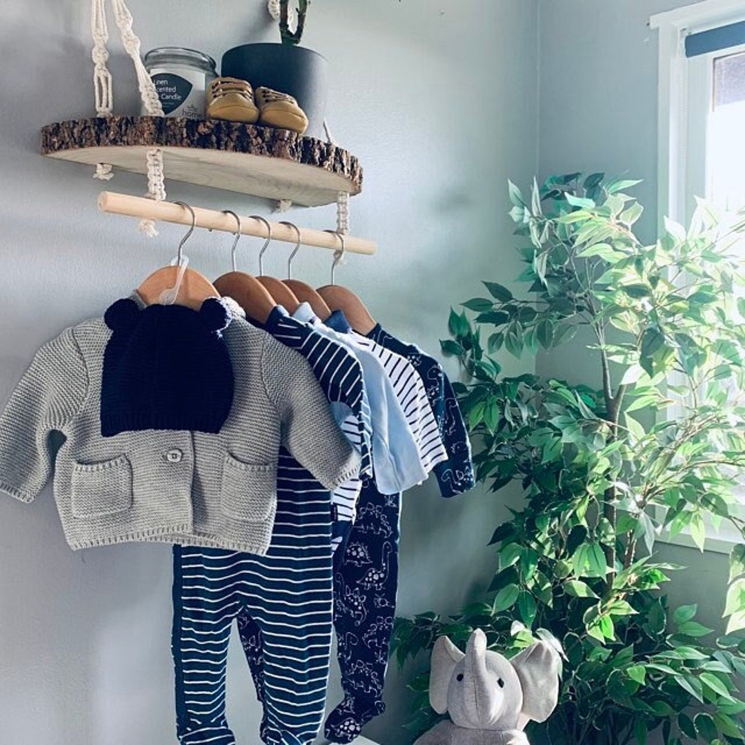 Wooden Nursery Clothing Rail and Shelf - Etsy