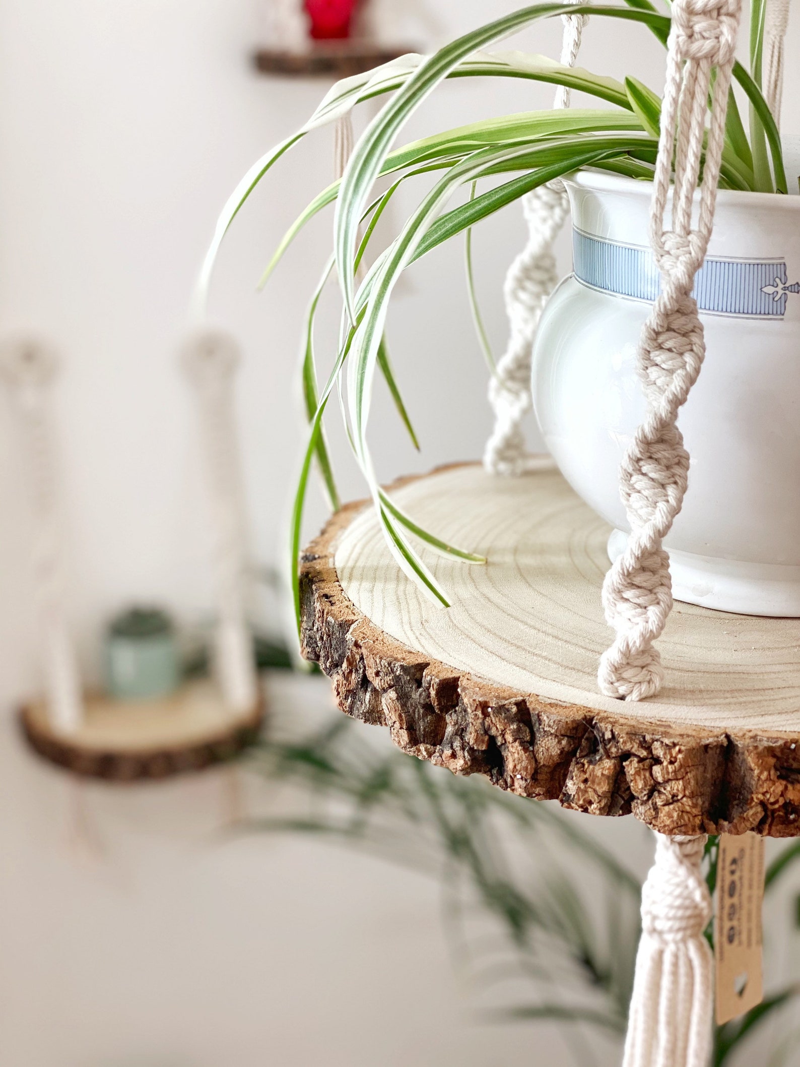 Double Tier Hanging Real Wood Shelf Set of Shelves Small | Etsy