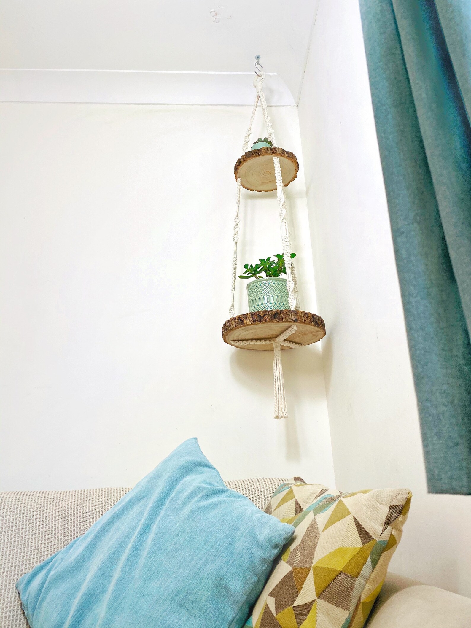 Macrame Double Wooden Hanging Shelf DIY Pattern - Etsy
