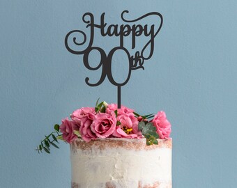 Happy 90th Birthday Cake Topper - Etsy