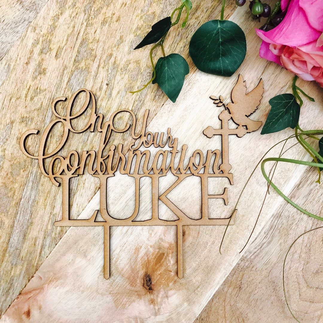 On Your Confirmation Cake Topper With Dove Cake Decoration Personalised ...