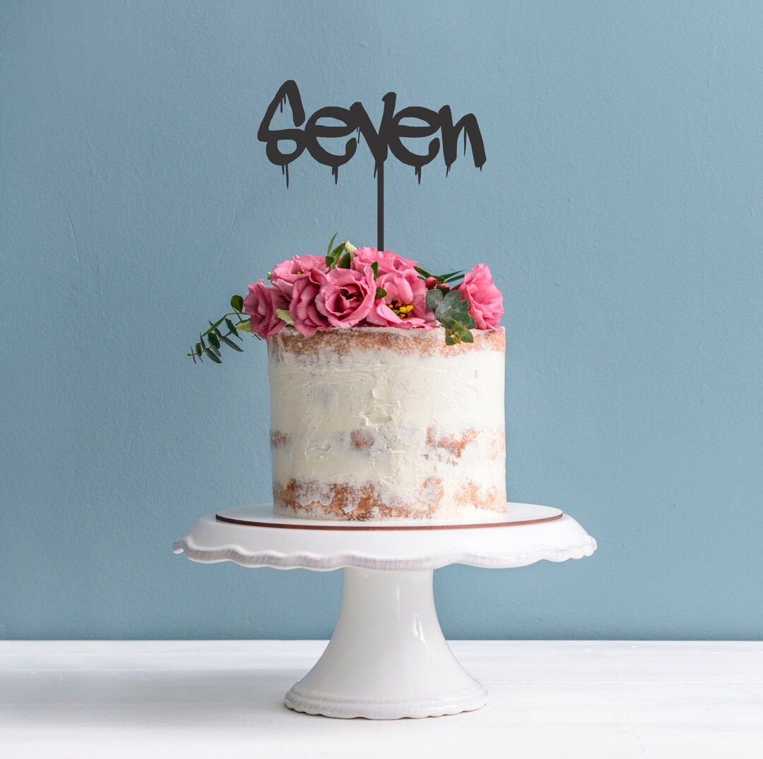 Birthday Cake Topper - Word Seven Cake Topper - 7th Birthday Cake ...