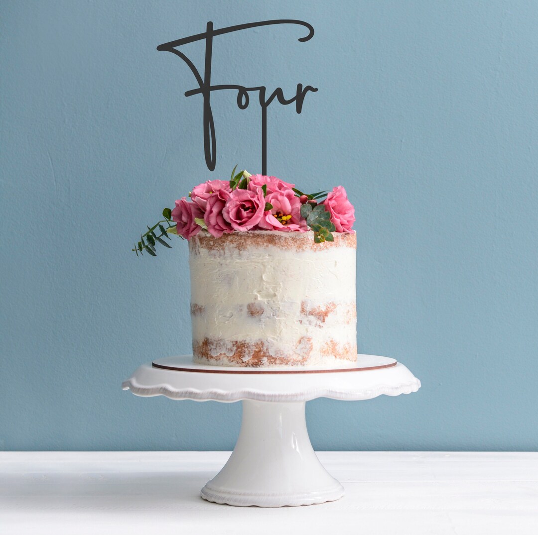 Birthday Cake Topper - Word Four Cake Topper - 4th Birthday Cake ...
