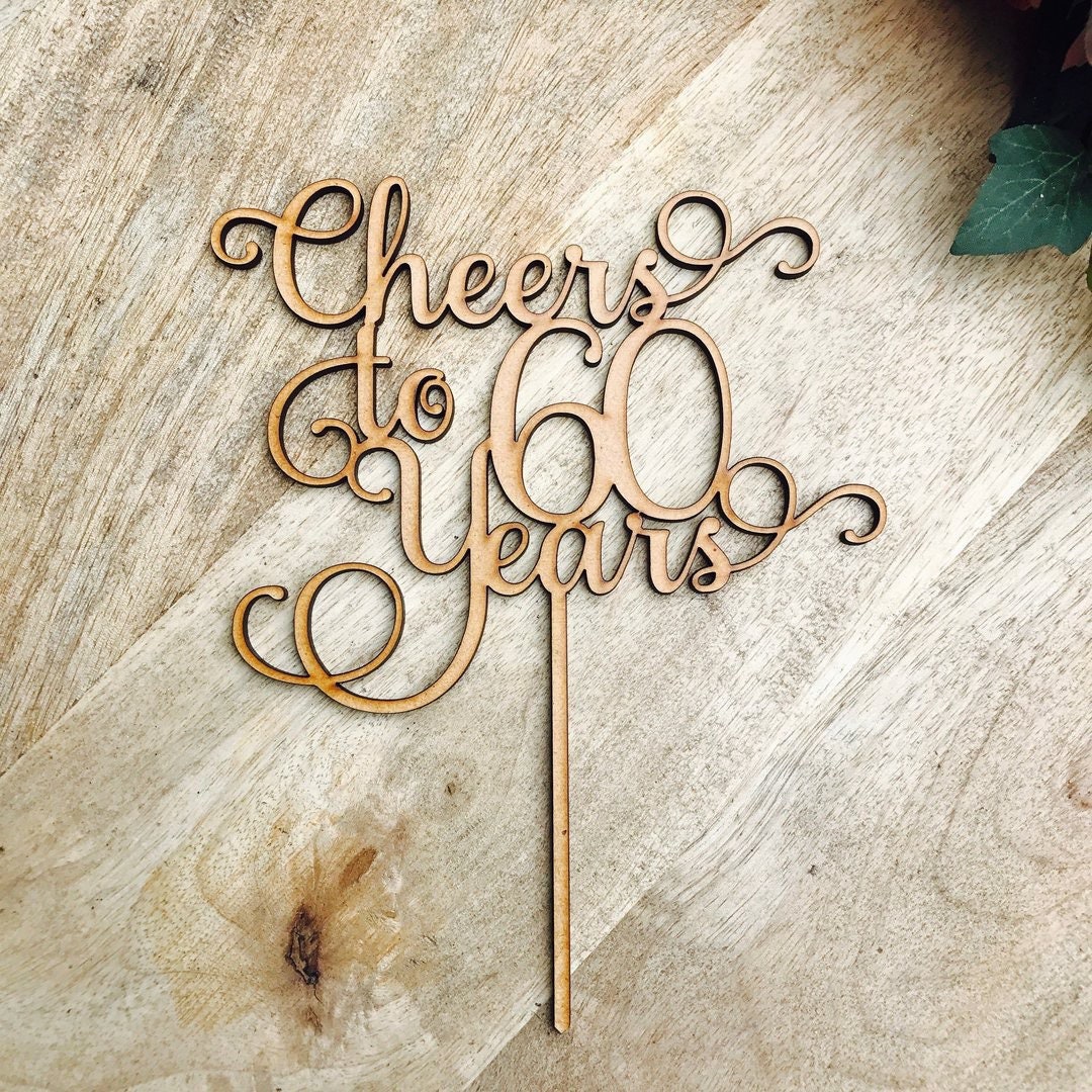 Saludos a 60 años Cake Topper 60th Cumpleaños Topper sesenta | Etsy