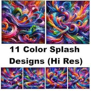11 Color Splash Digital Art Designs - Hi-res, Commercial Use, Instant ...