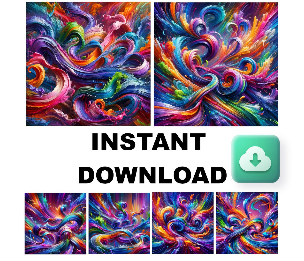 11 Color Splash Digital Art Designs - Hi-res, Commercial Use, Instant ...