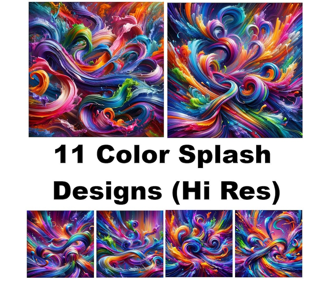 11 Color Splash Digital Art Designs - Hi-res, Commercial Use, Instant ...