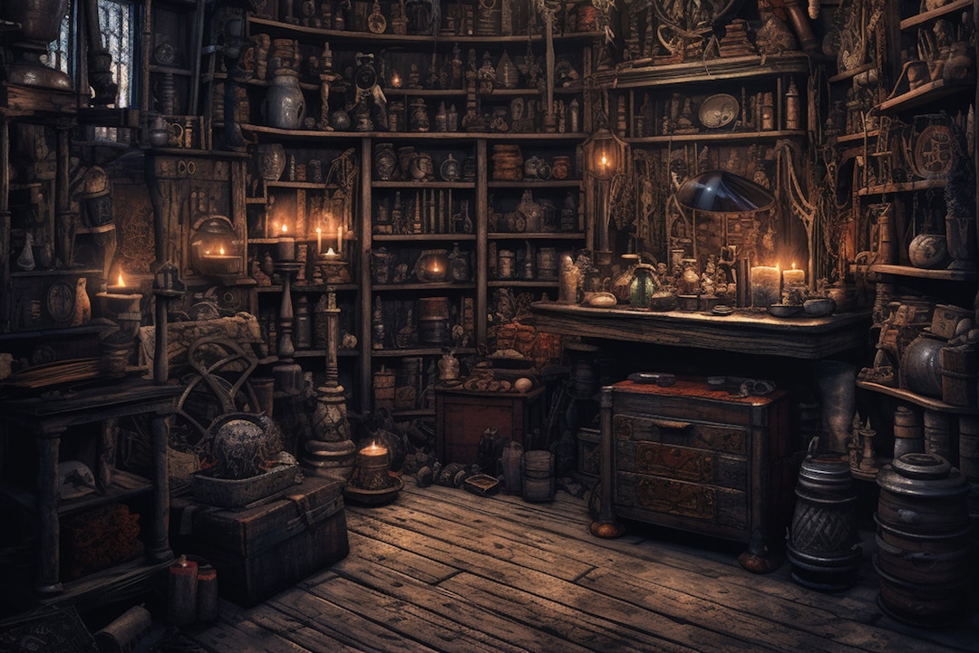 Digital Photo Background of a Witch's Storeroom, Halloween Background ...