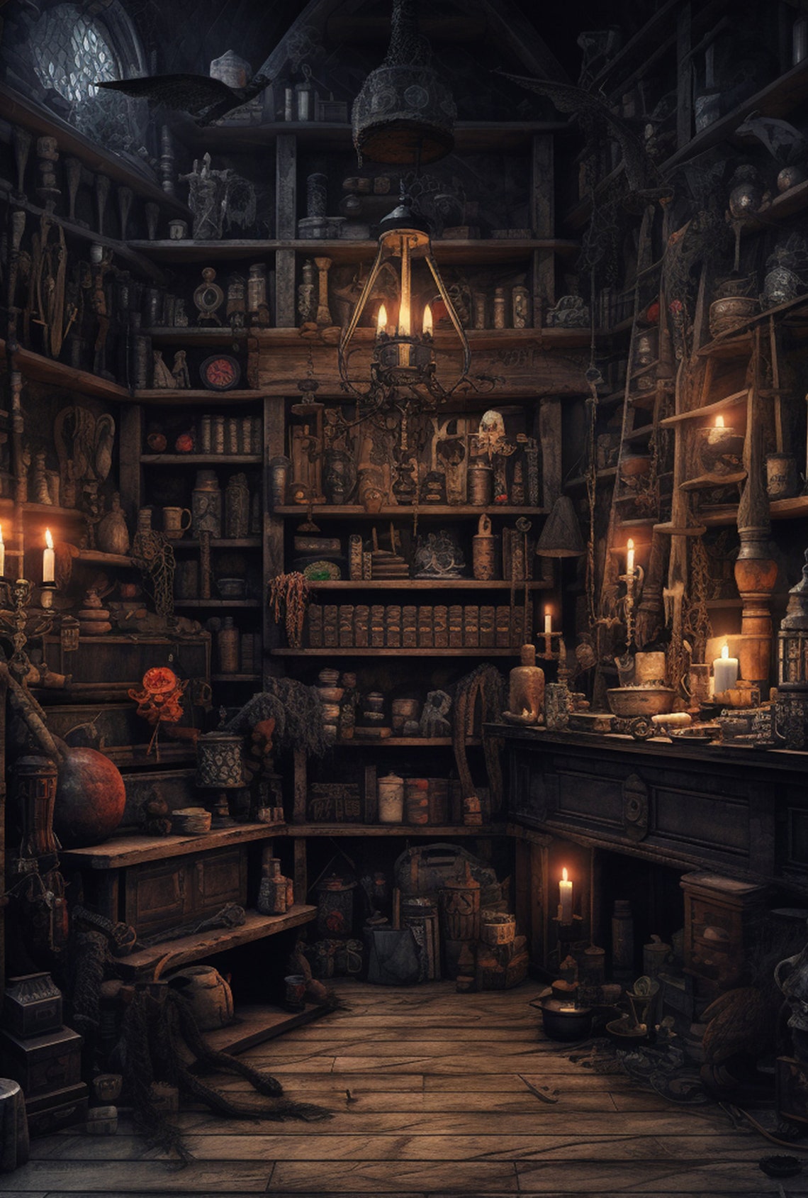 Digital Photo Background of a Witch's Storeroom, Halloween Background ...
