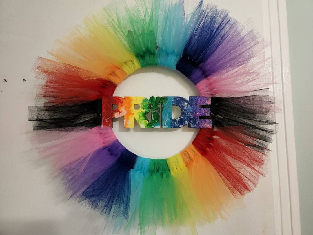 Pride Rainbow Acrylic Fluid Handpainted Wreath - Etsy