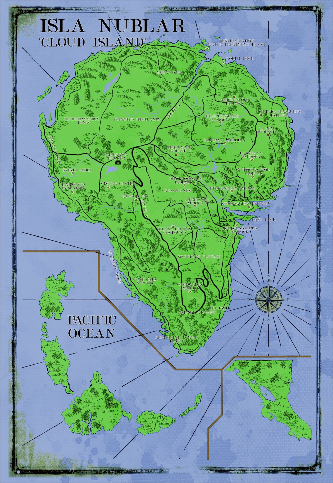 Mapa del Parque Jurásico, Mapa de Isla Nublar, El Mundo Perdido, Parque ...