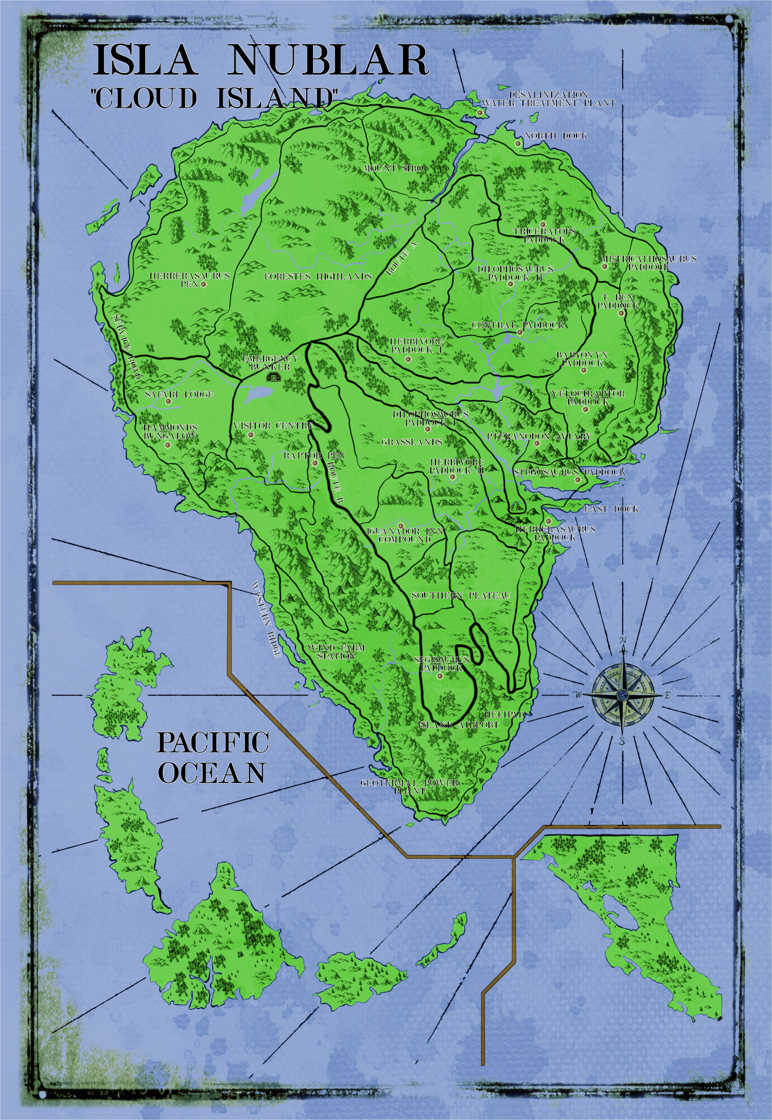 Jurassic Park Map, Isla Nublar Map, the Lost World, Jurassic Park ...