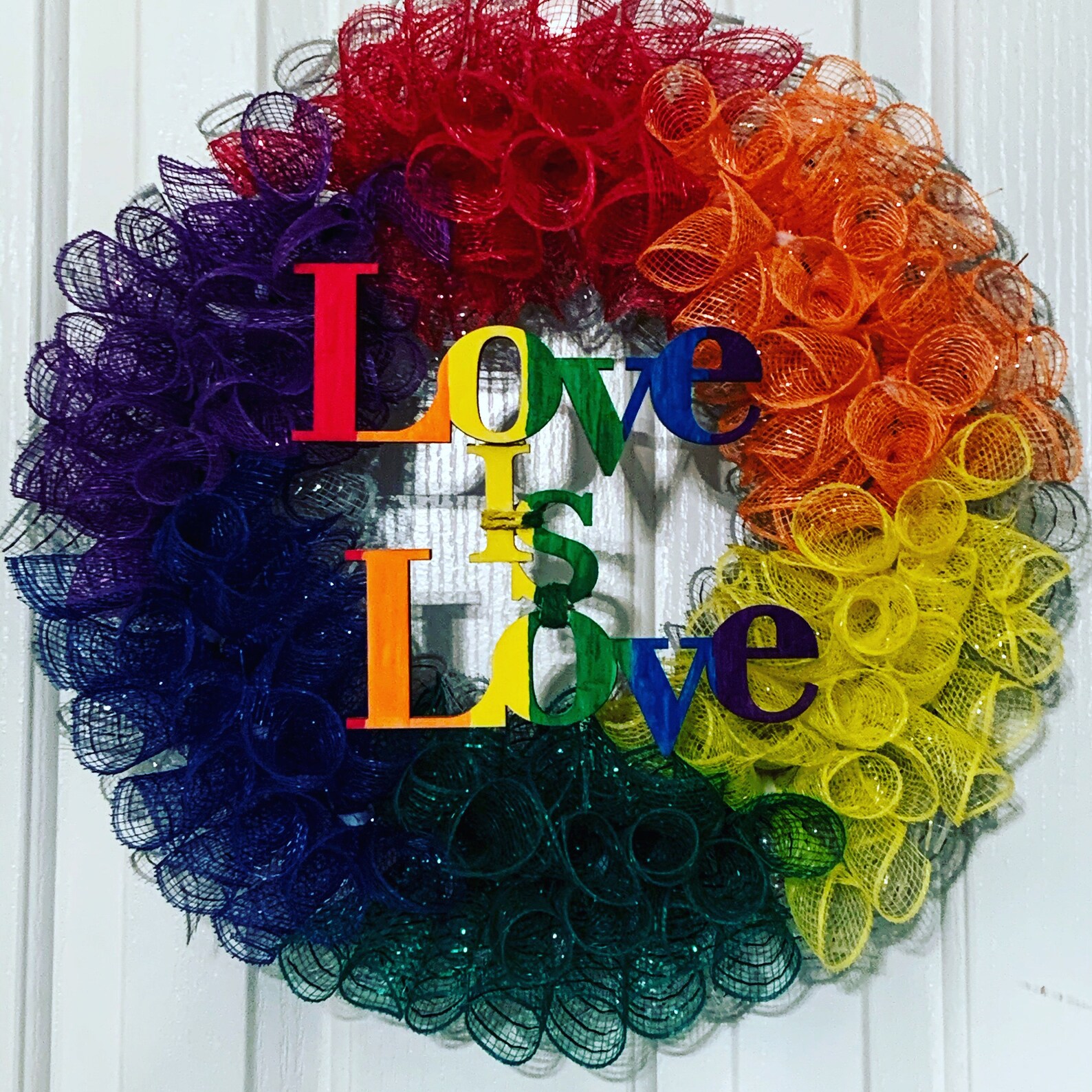 LGBTQ Pride Rainbow Spectrum Mesh Wreath, Pride Month Decor, Pride Gift ...