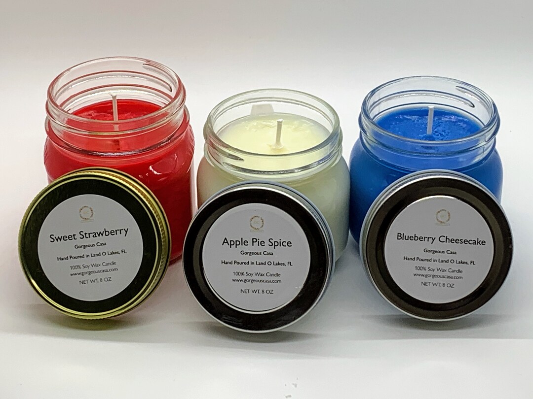 Patriotic Red White Blue Candle Set - Etsy