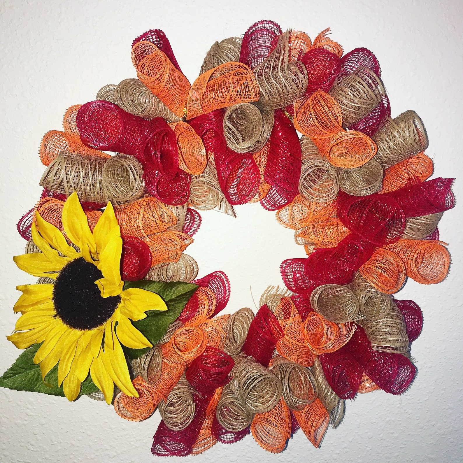 Mesh Wreath in Fall Colors - Etsy