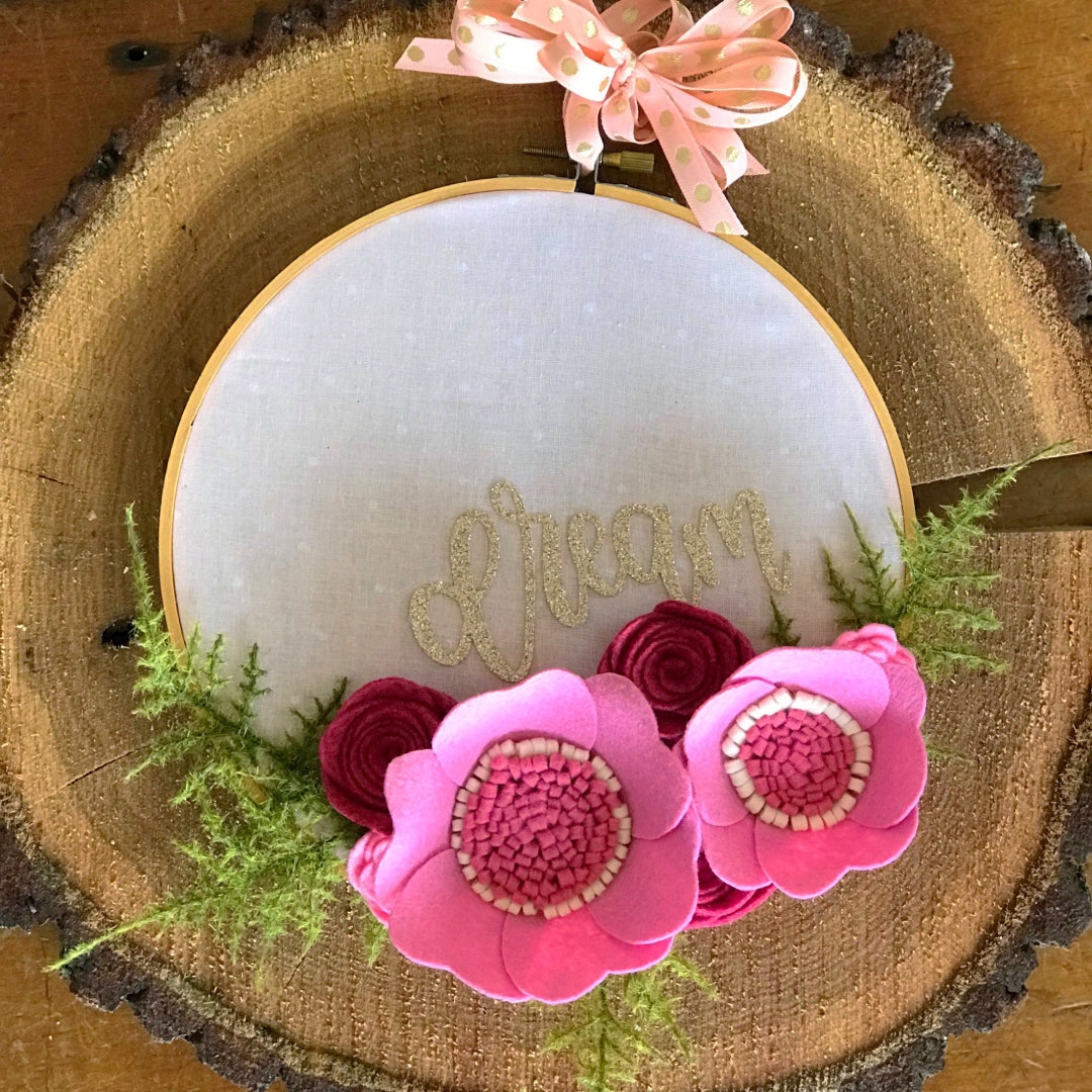Felt Flower Hoop Art, Wall Art, Embroidery Hoop, Home Decor - Etsy