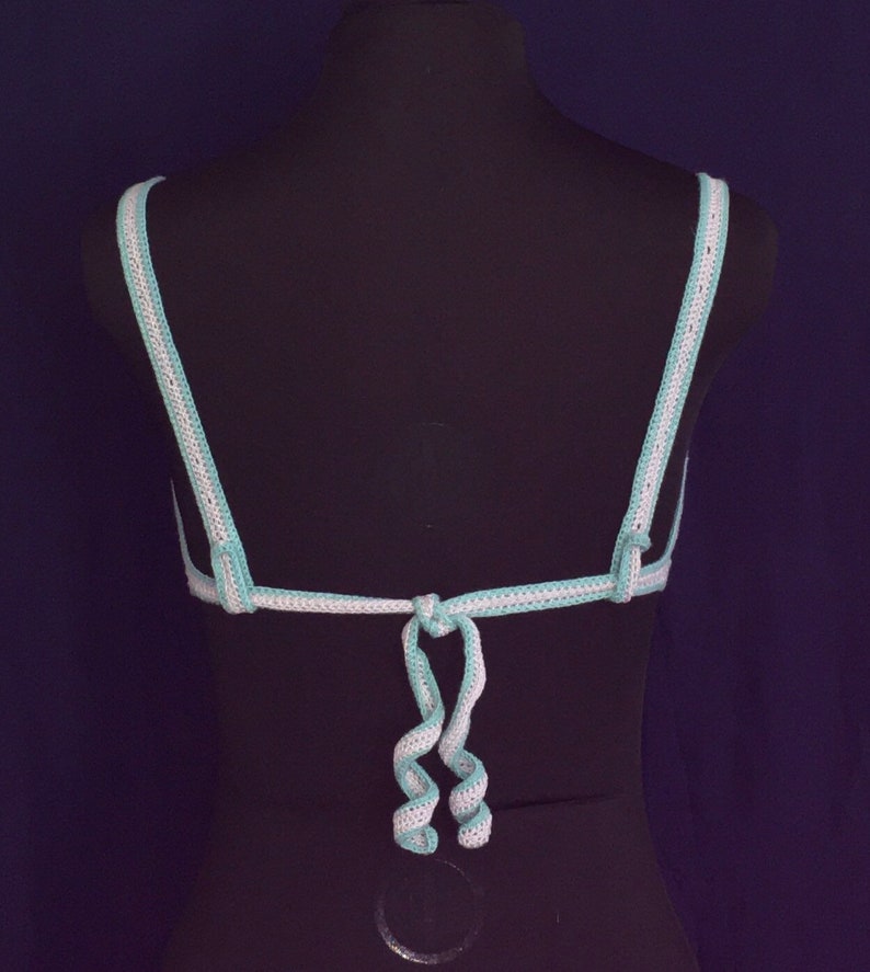 Two Way Crochet Bi-kini Peach Teal and Silver Handmade - Etsy