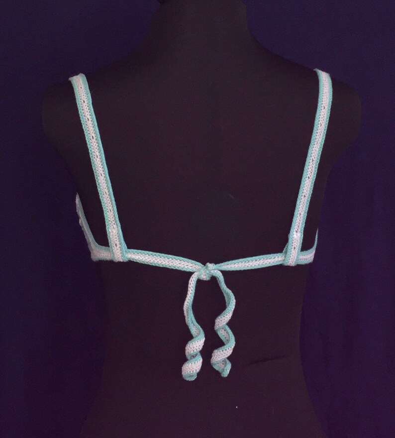 Two Way Crochet Bi-kini Peach Teal and Silver Handmade - Etsy