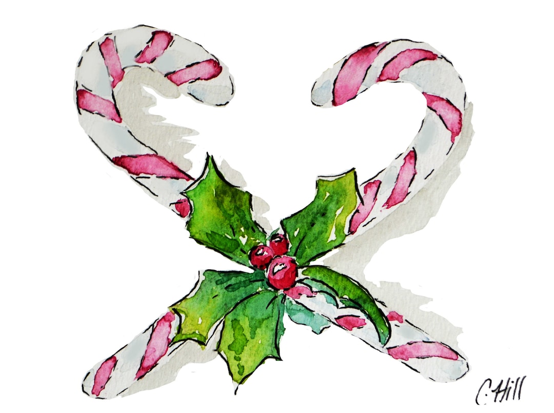Watercolor Candy Canes Digital Download Artwork - Etsy