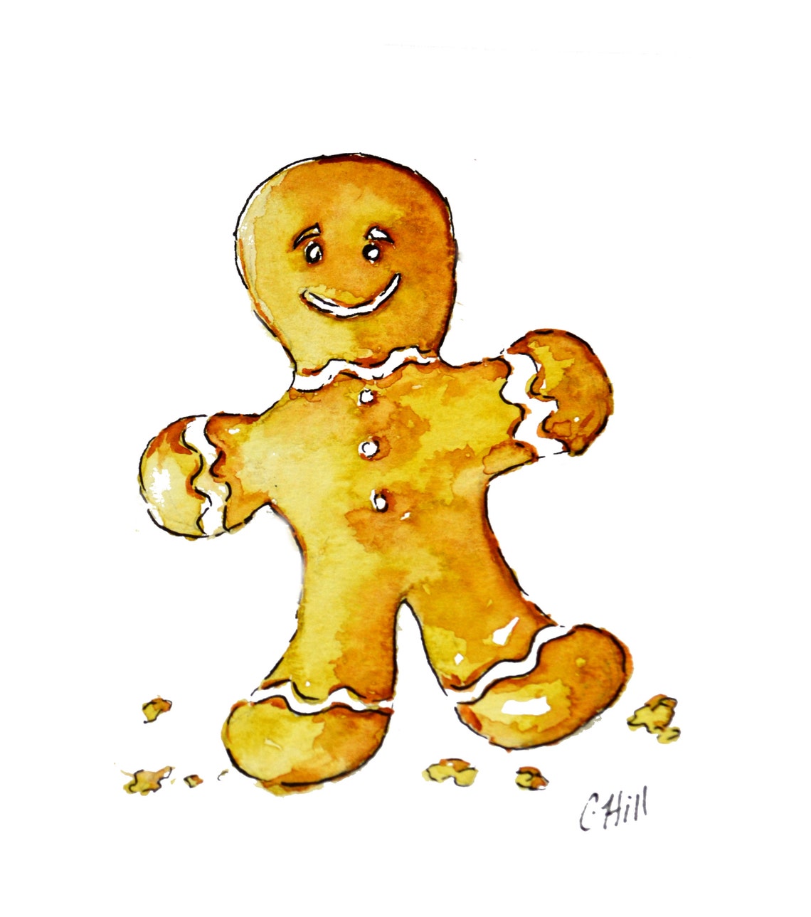 Watercolor Gingerbread Man Digital Download Artwork - Etsy