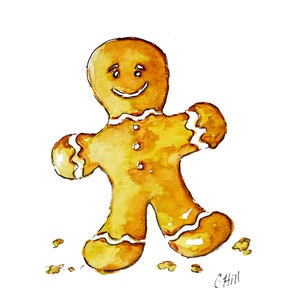 Watercolor Gingerbread Man Digital Download Artwork - Etsy