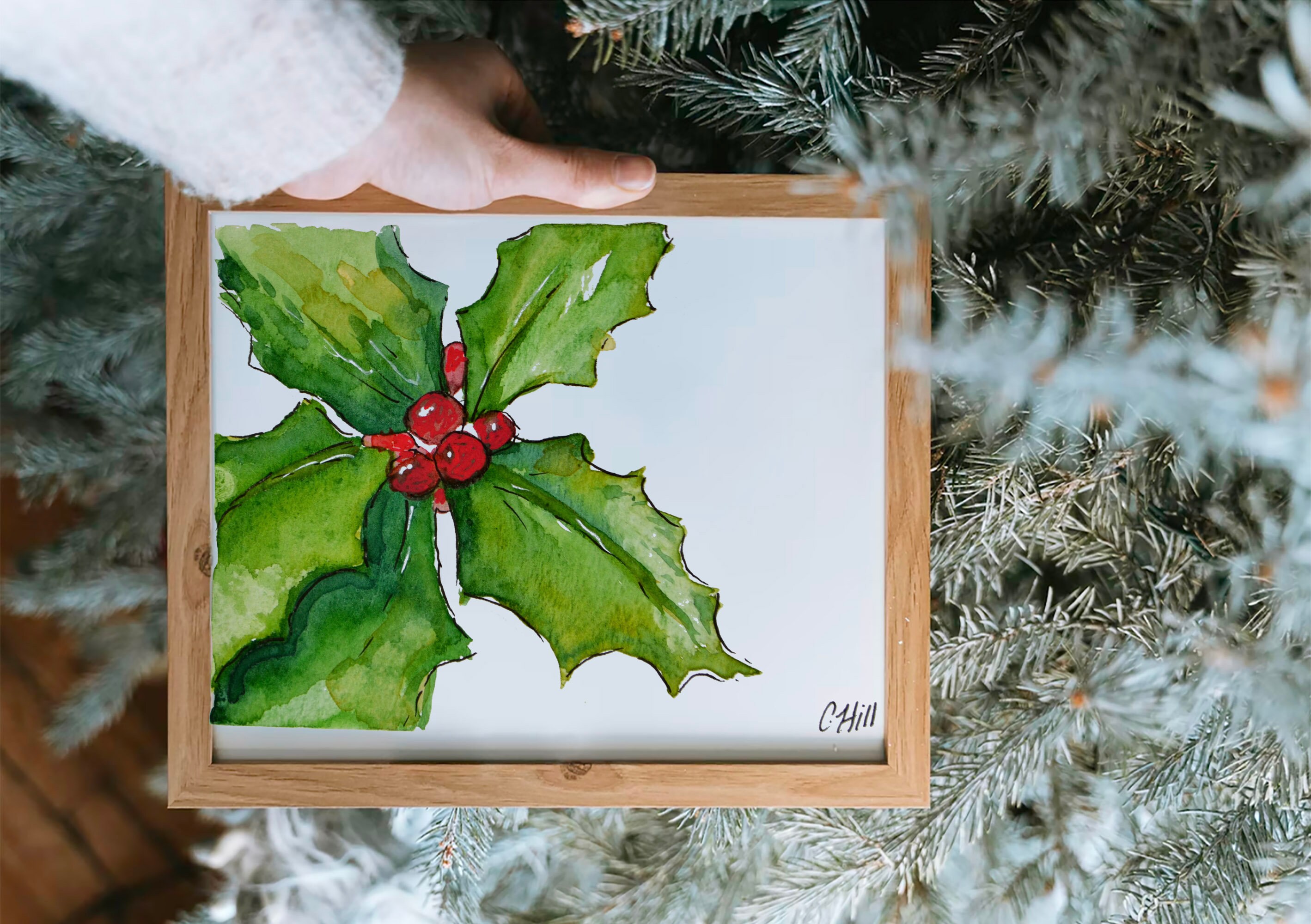 Watercolor Holly Digital Download Artwork - Etsy