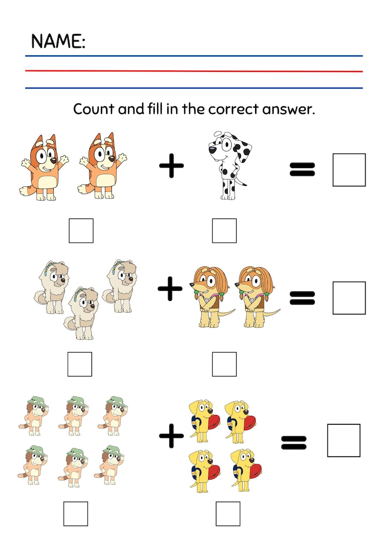 Bluey Academic Workbook-bluey Math-bluey Reading-bluey Worksheets for ...