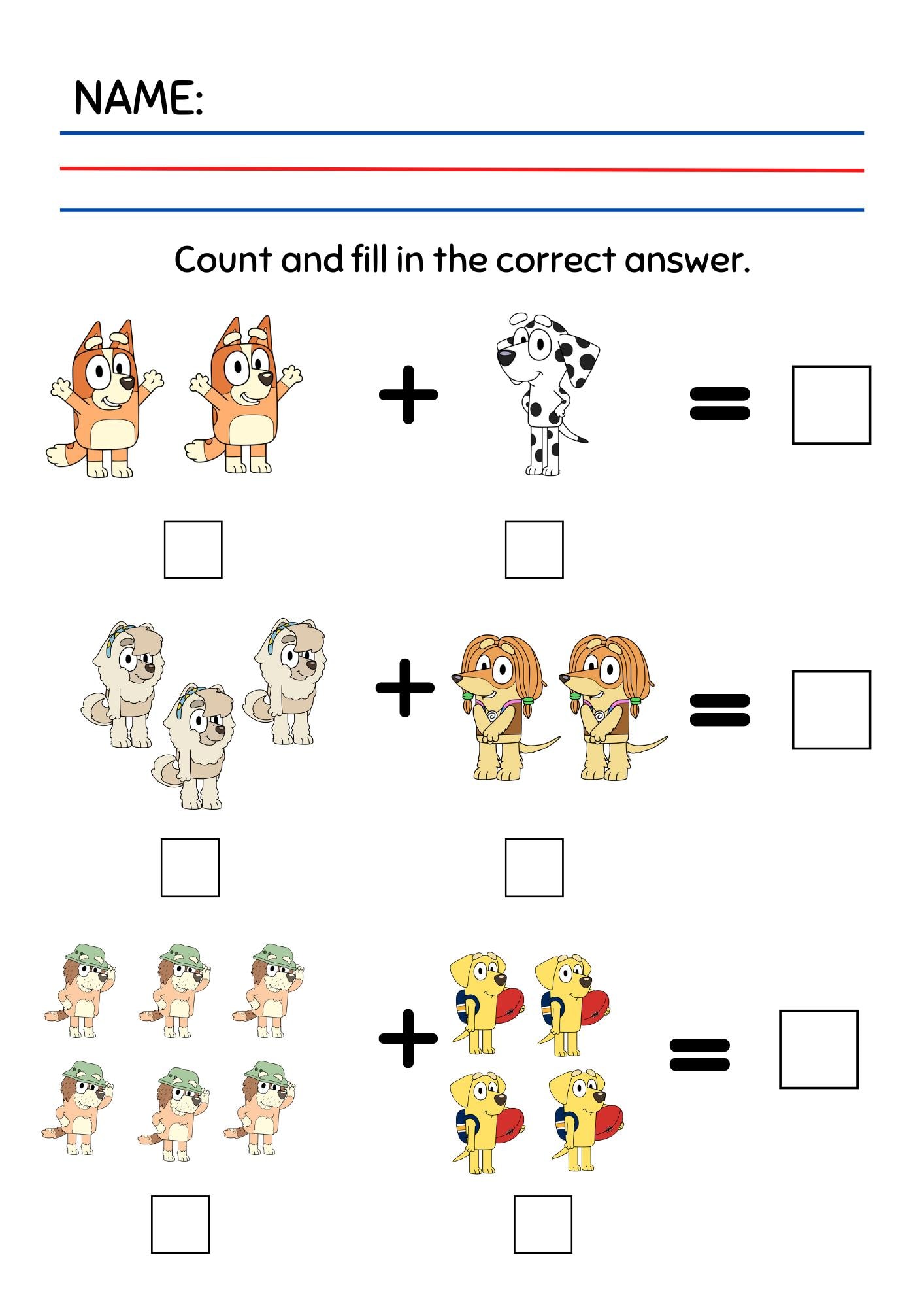 Bluey Academic Workbook-bluey Math-bluey Reading-bluey Worksheets for ...