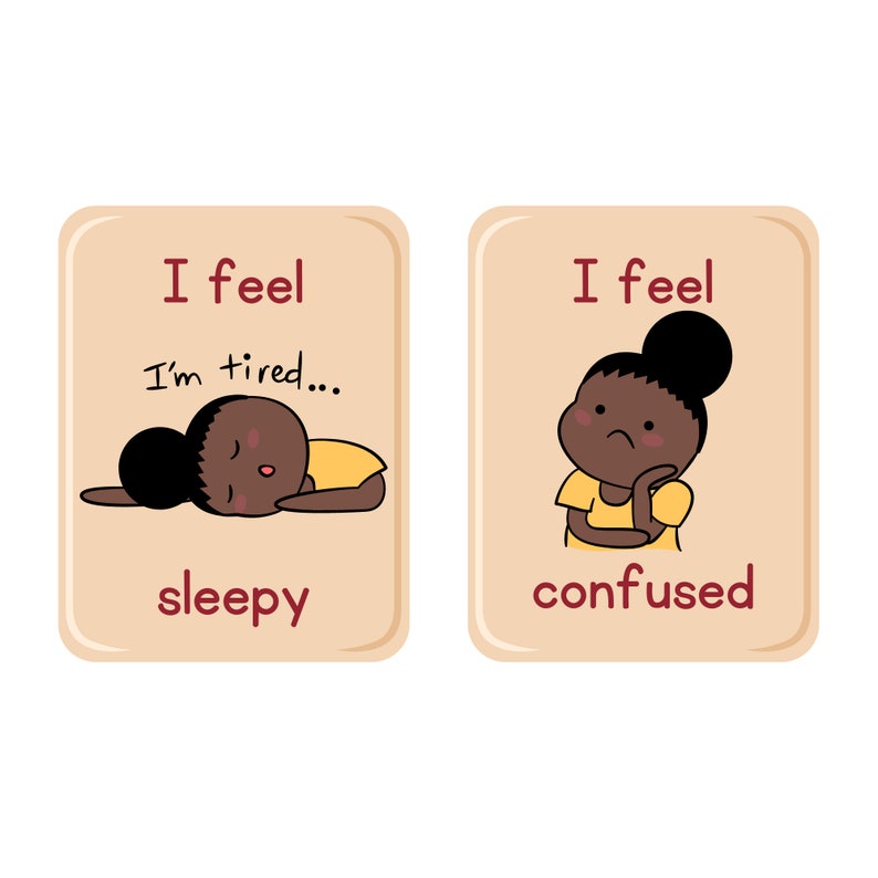 African American Emotions Flash Cards| Brown Skin Emotions Flash Cards ...