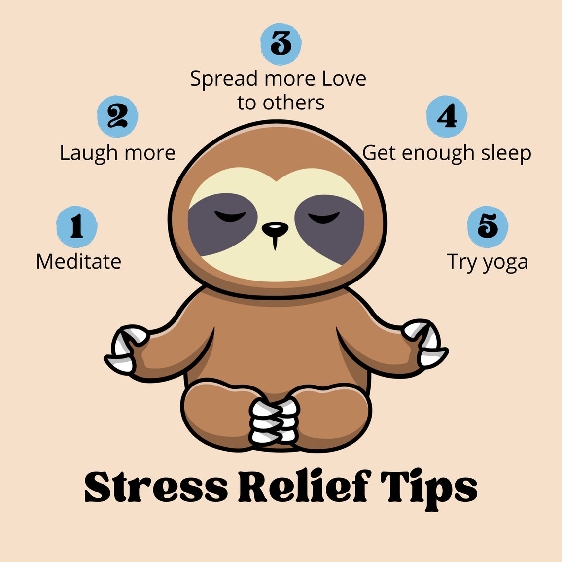 Stress Relief Tips| Sloth Calming Corner Poster| Sloth Meditate Posters ...