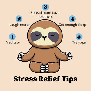 Stress Relief Tips| Sloth Calming Corner Poster| Sloth Meditate Posters ...