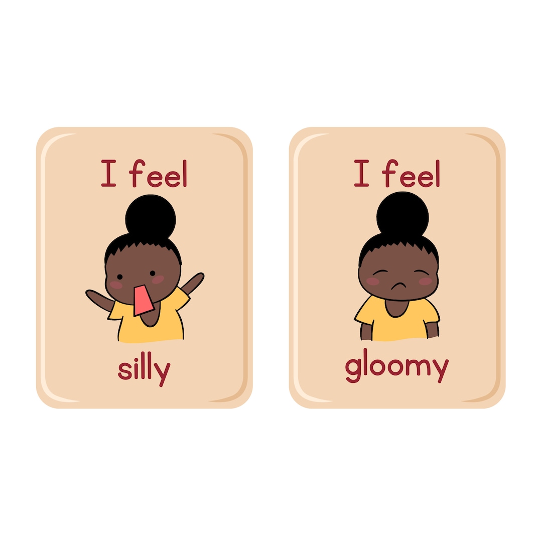 African American Emotions Flash Cards| Brown Skin Emotions Flash Cards ...