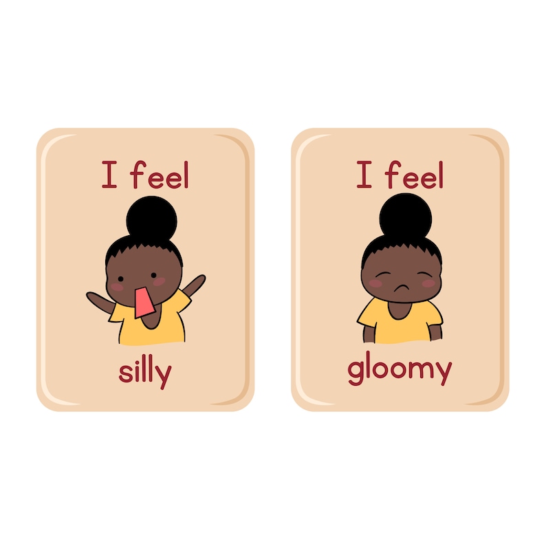 African American Emotions Flash Cards| Brown Skin Emotions Flash Cards ...