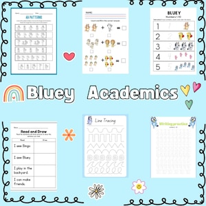 Bluey Academic Workbook-bluey Math-bluey Reading-bluey Worksheets for ...