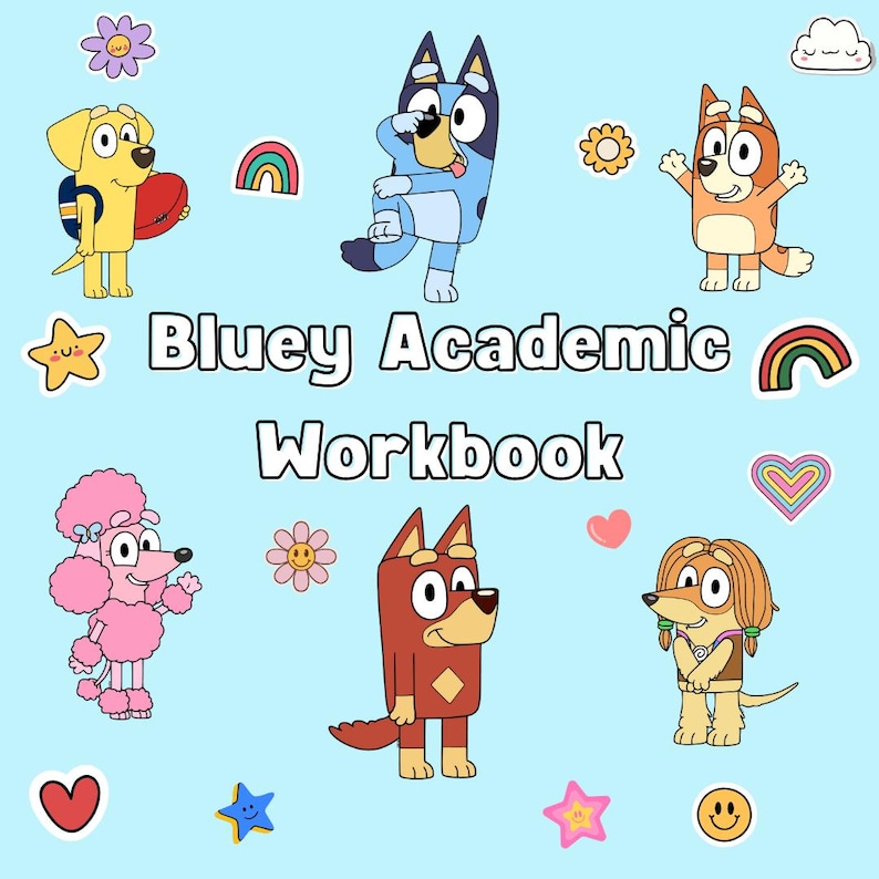 Bluey Academic Workbook-bluey Math-bluey Reading-bluey Worksheets for ...